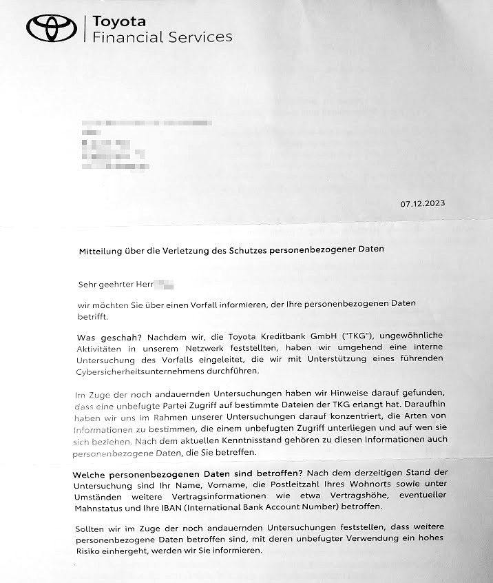 Toyota Financial Services sufre una brecha de datos | Derecho de la Red